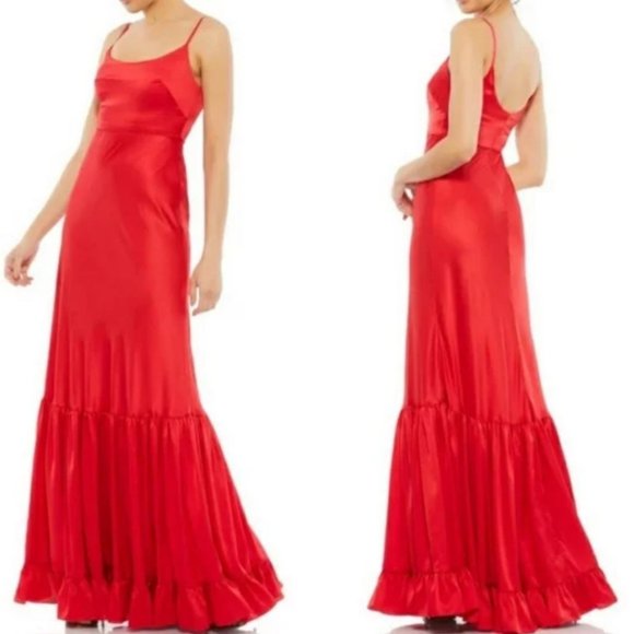 Mac Duggal | Dresses | Leena By Mac Duggal Tiered Satin Slip Evening ...